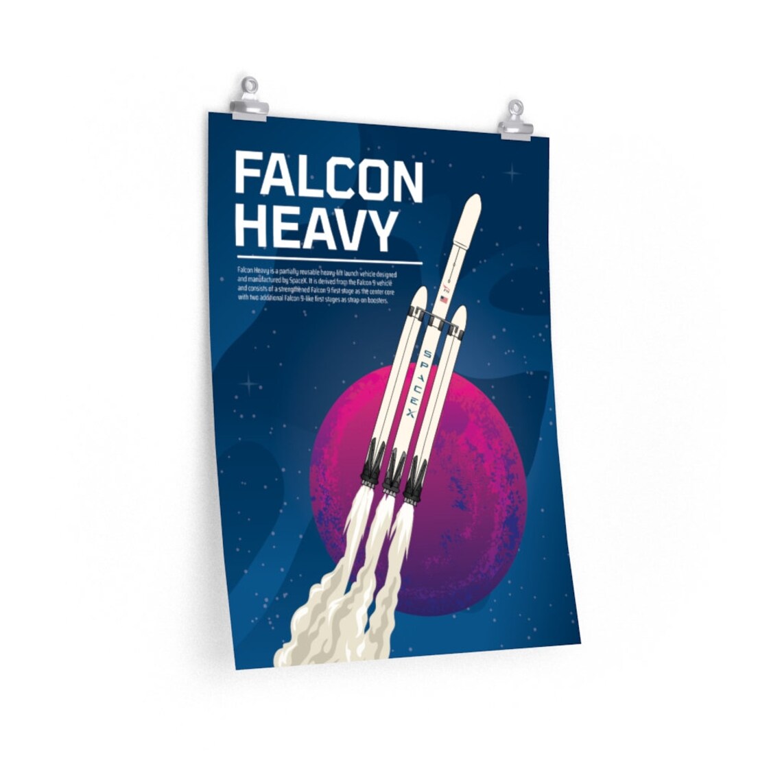 Spacex Falcon Heavy Poster Falcon Heavy Rocket Art Work - Etsy