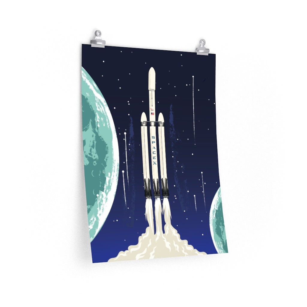 Spacex Falcon Heavy Poster Falcon Heavy Rocket Art Work - Etsy