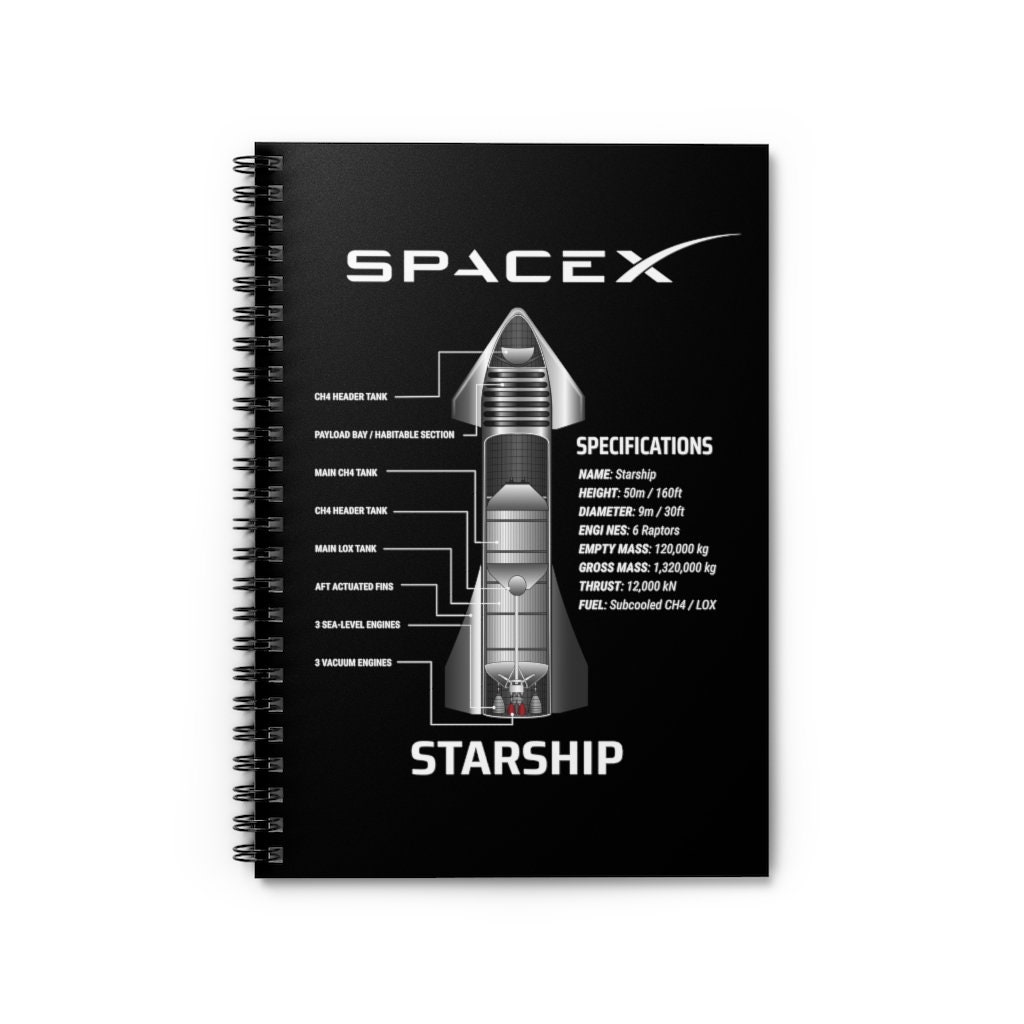 Spacex Starship Spiral Notebook Starship Rocket Notebook - Etsy