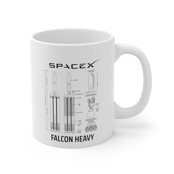 SpaceX Falcon Heavy Blueprint Mug 11oz SpaceX Rocket | Etsy