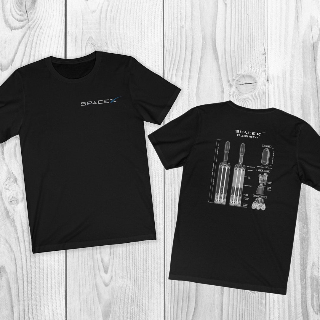 Falcon Heavy T-shirt Spacex Falcon Heavy Rocket Blueprint T-shirt ...