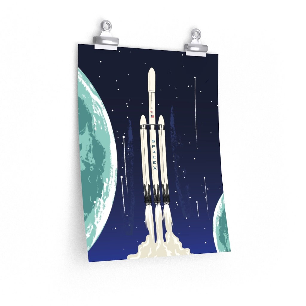 Spacex Falcon Heavy Poster Falcon Heavy Rocket Art Work - Etsy