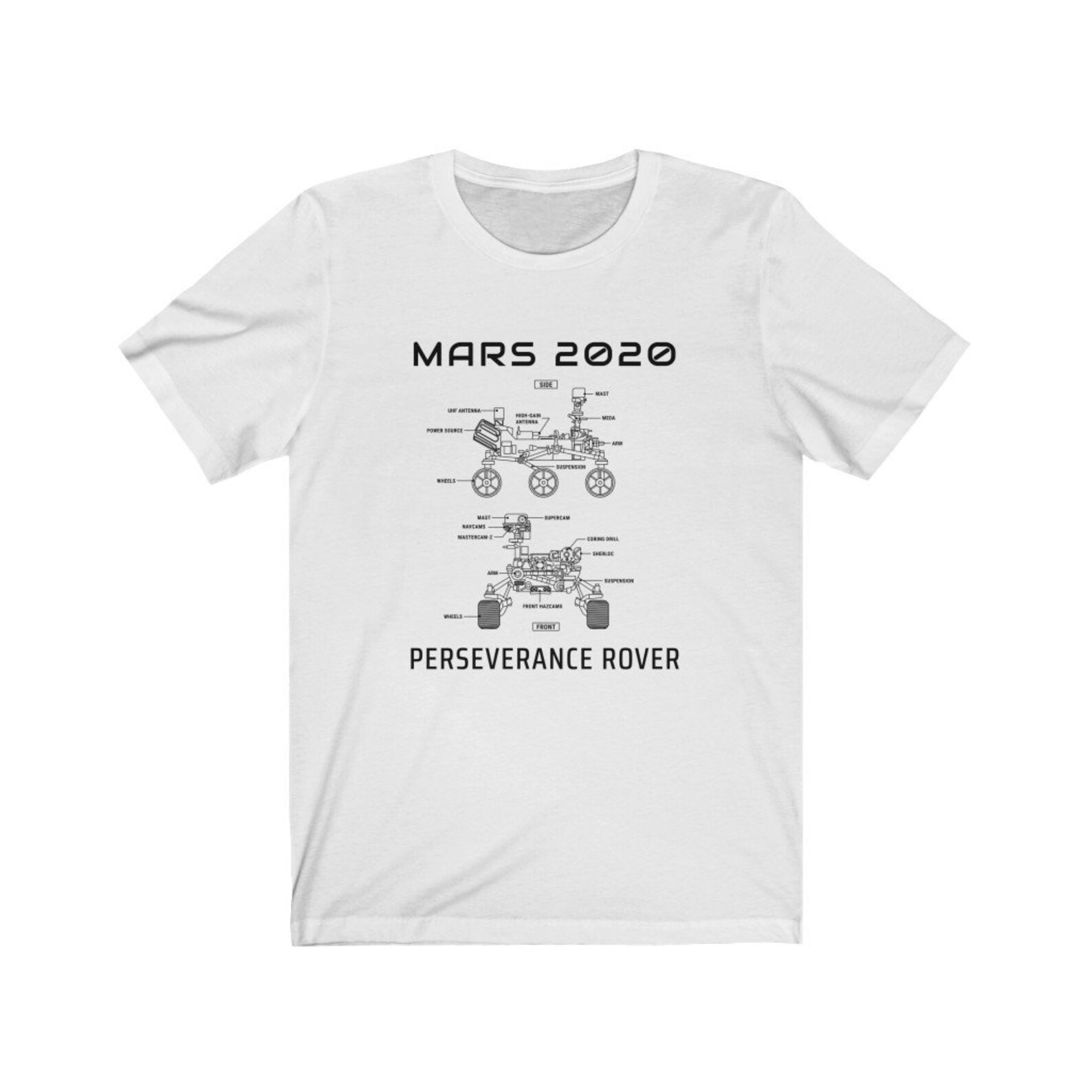 Mars Rover Blueprint T-shirt MARS 2020 Perseverance Rover - Etsy