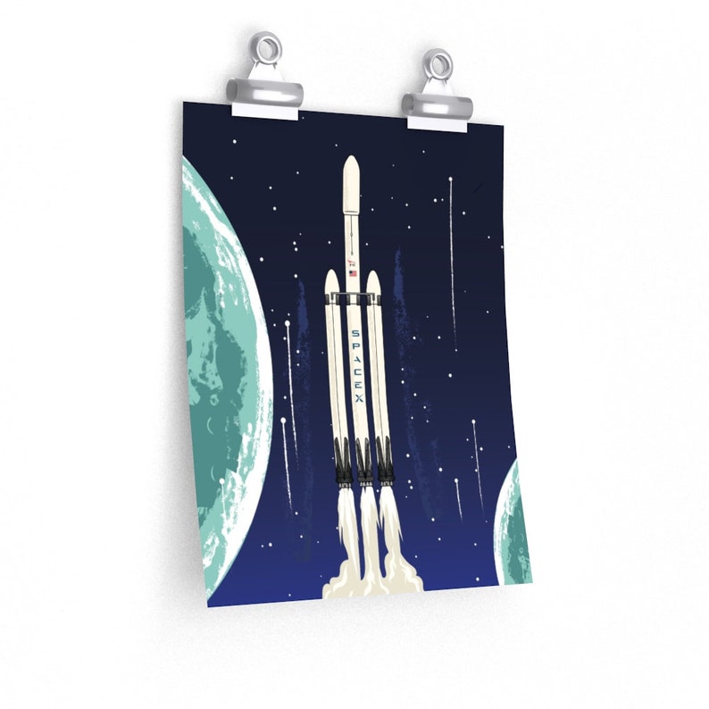 SpaceX Falcon Heavy Poster Falcon Heavy Rocket Art Work | Etsy