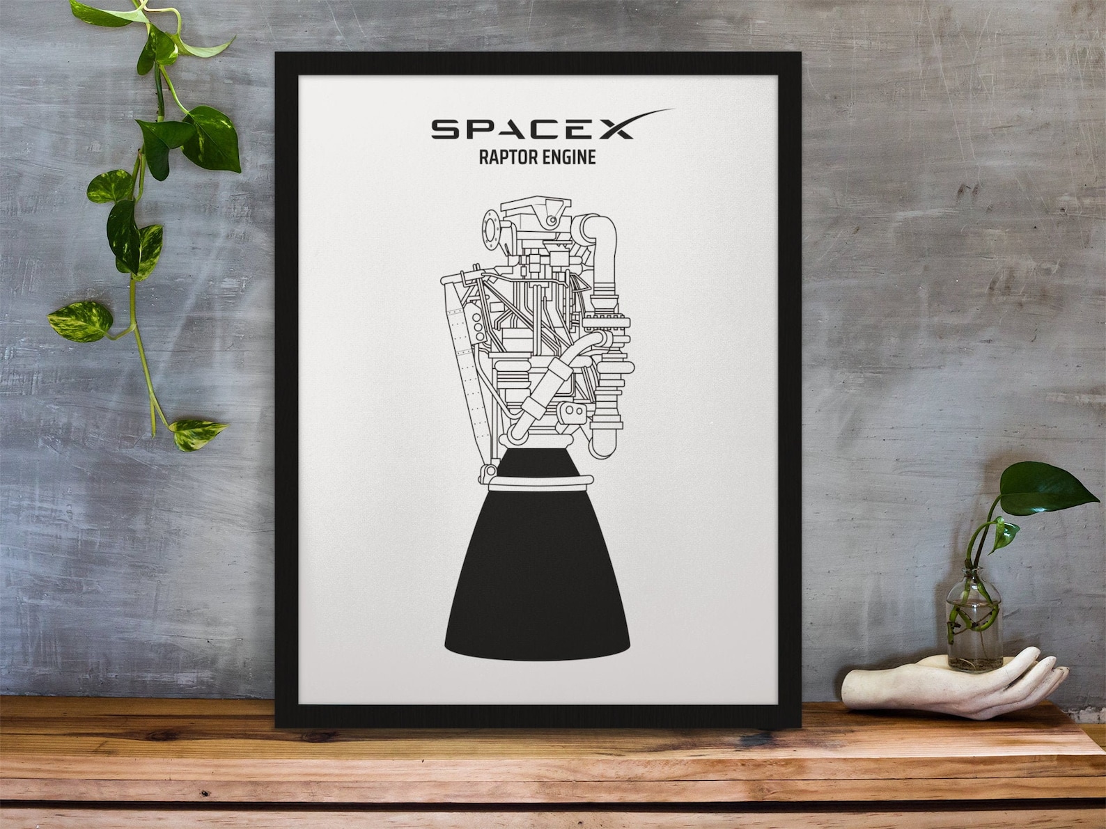 Spacex Raptor Engine Poster Raptor Engine Blueprint Poster - Etsy