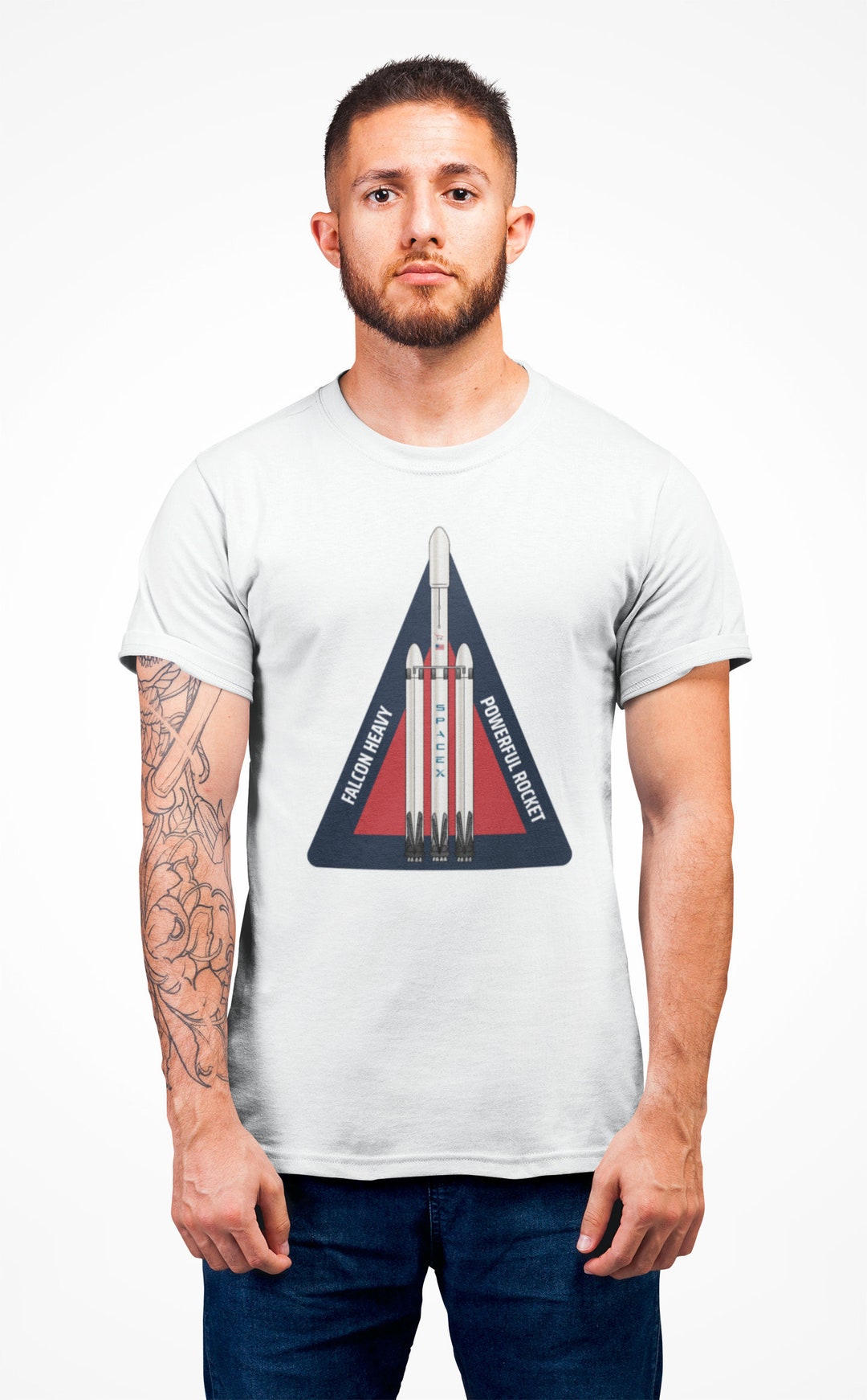Falcon Heavy T-shirt Spacex Falcon Heavy Rocket Shirt - Etsy