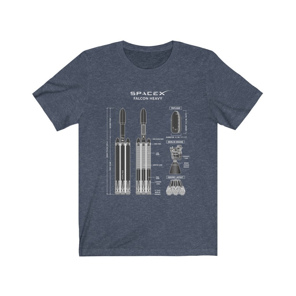 SpaceX Falcon Heavy T-Shirt Falcon Heavy Rocket Blueprint | Etsy