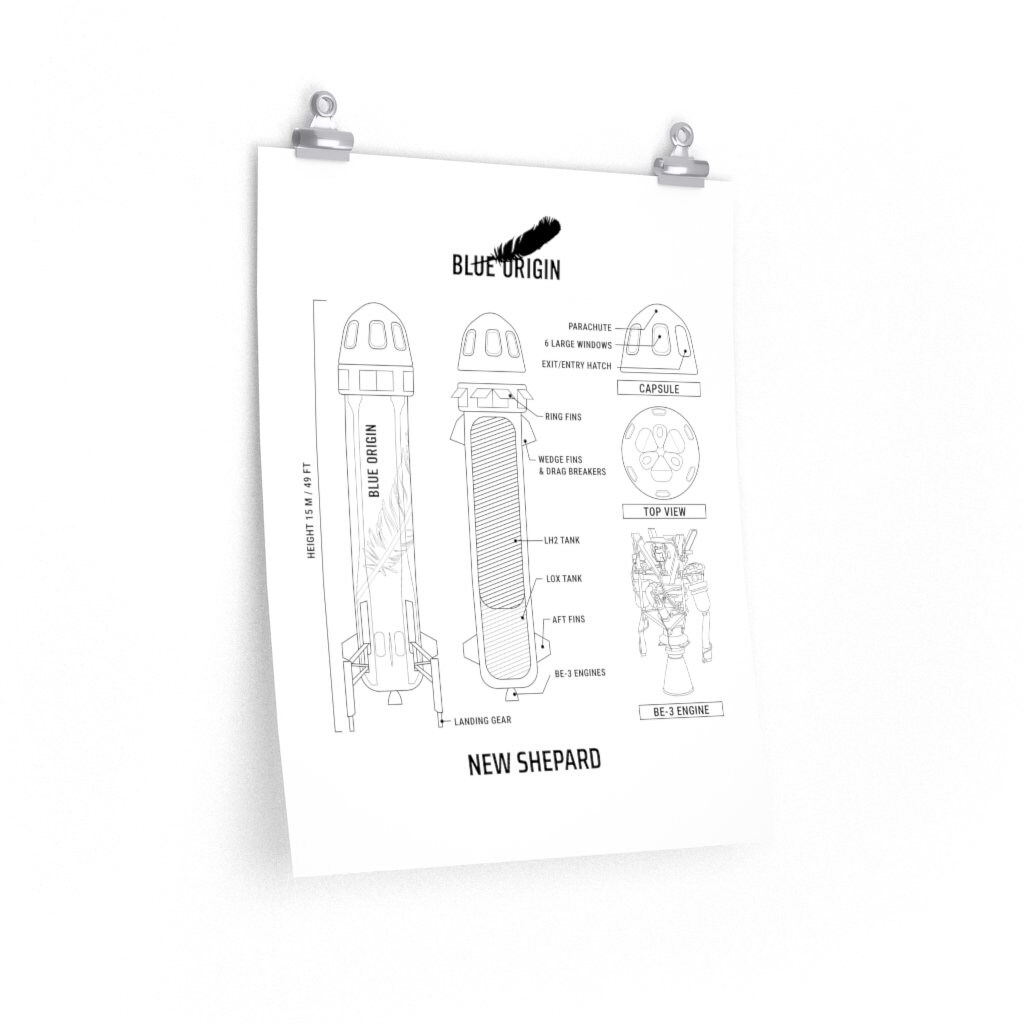Blue Origin New Shepard Blueprint Poster New Shepard Rocket - Etsy
