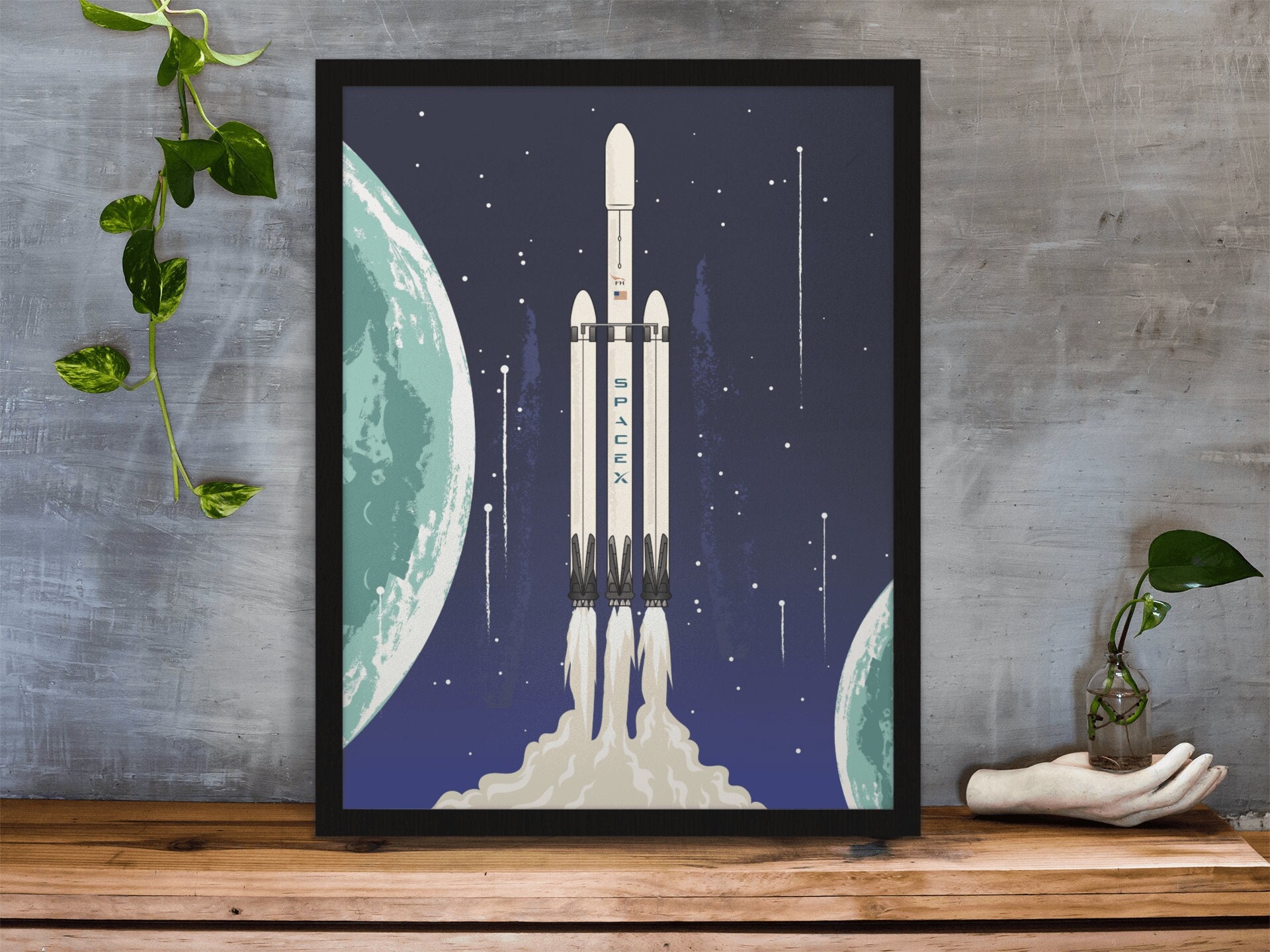 Spacex Falcon Heavy Poster Falcon Heavy Rocket Art Work - Etsy