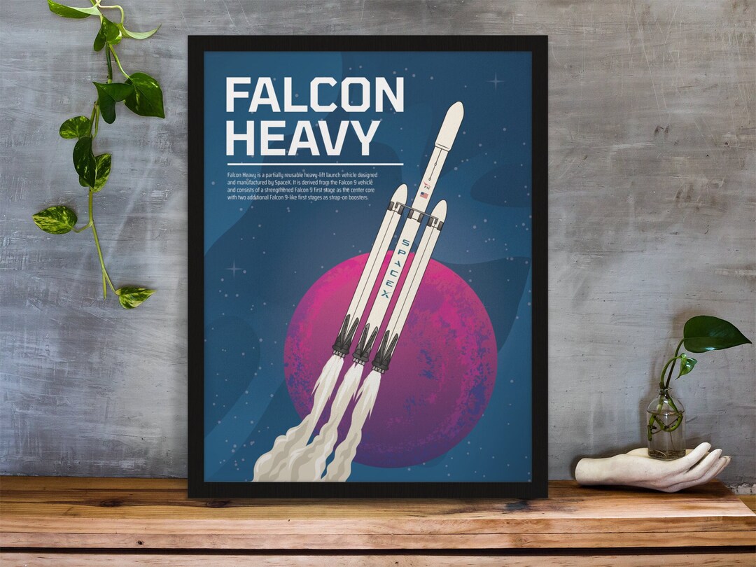 Spacex Falcon Heavy Poster Falcon Heavy Rocket Art Work Spacex Rocket ...