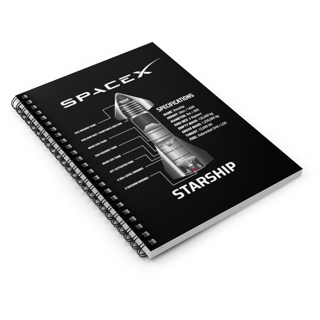 Spacex Starship Spiral Notebook Starship Rocket Notebook - Etsy