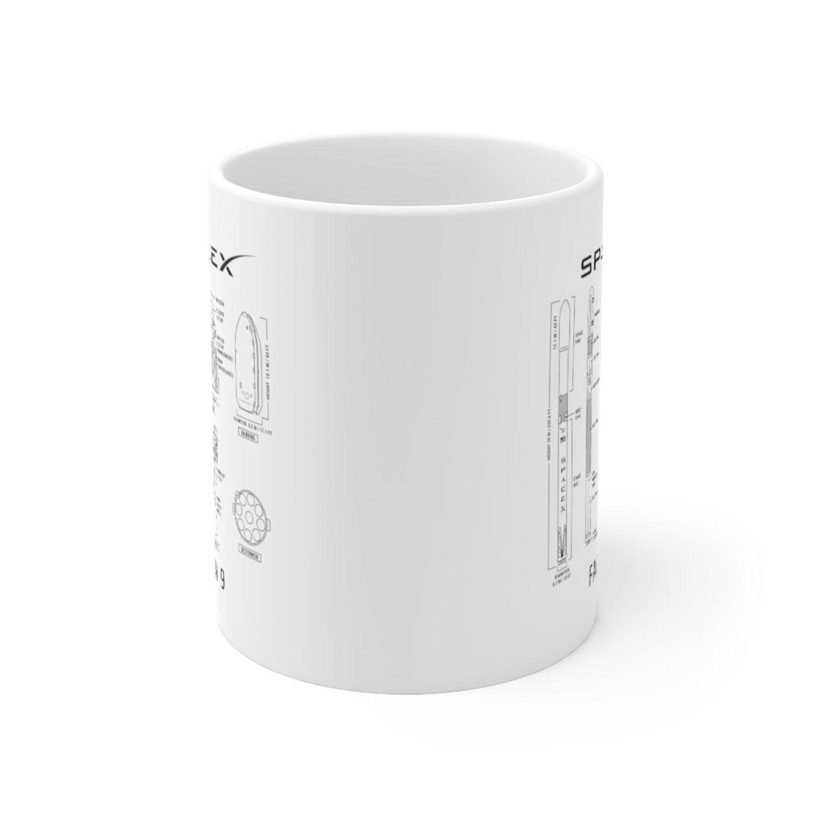 Falcon 9 Blueprint Mug 11oz Spacex Rocket Blueprint Mug - Etsy
