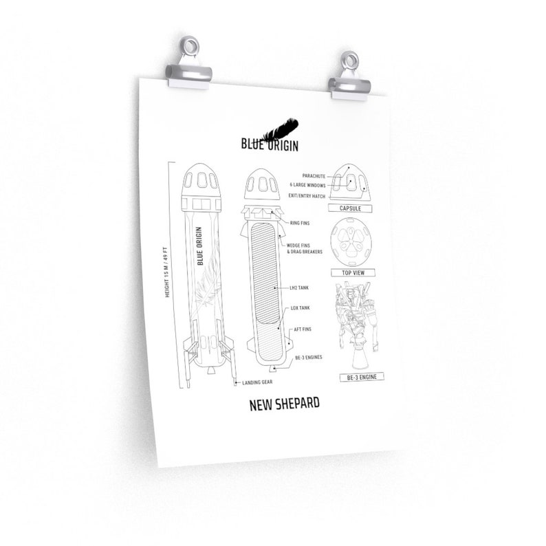 Blue Origin New Shepard Blueprint Poster New Shepard Rocket - Etsy
