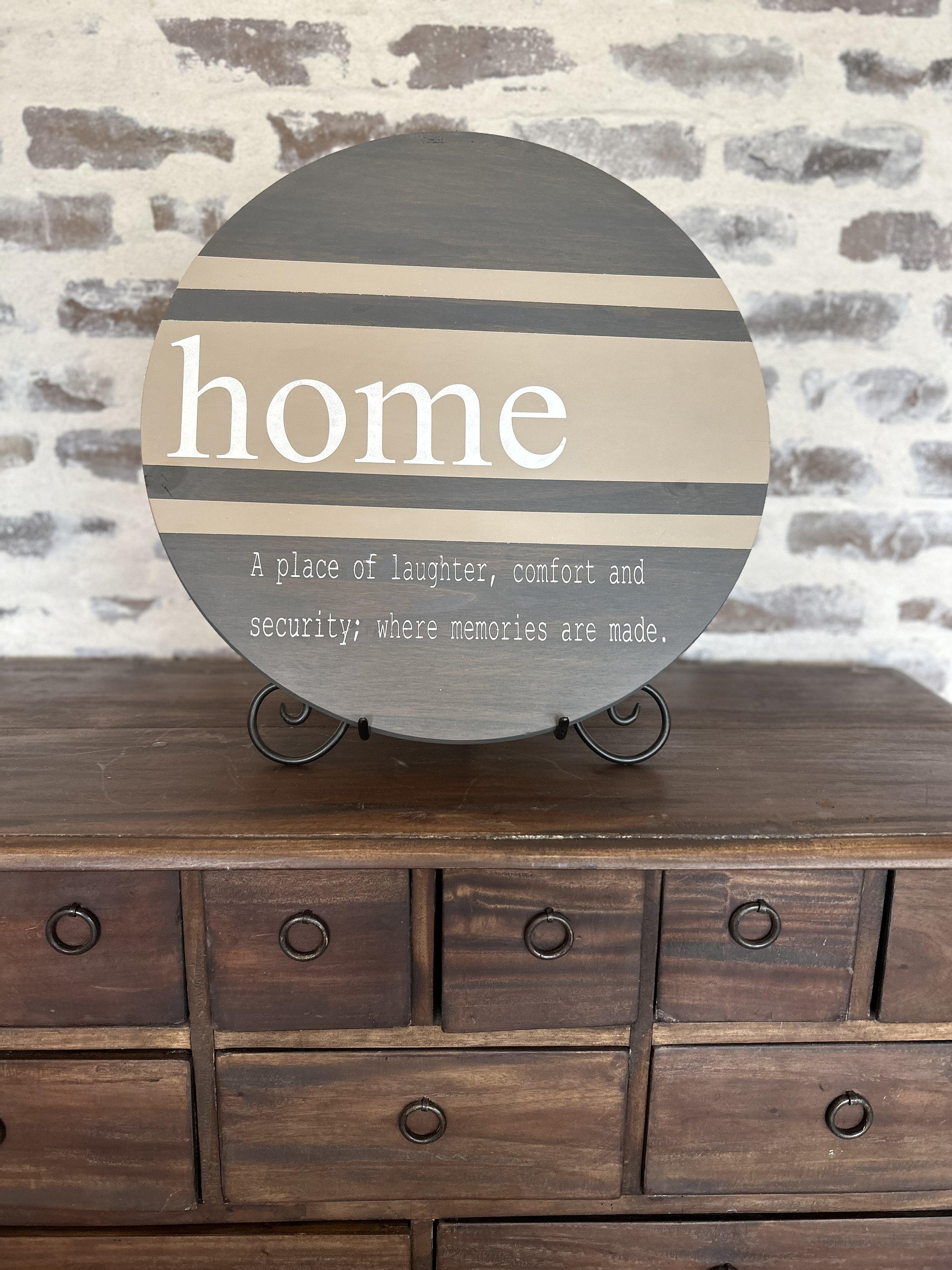 Hand painted round Home sign — ThreadHead Design