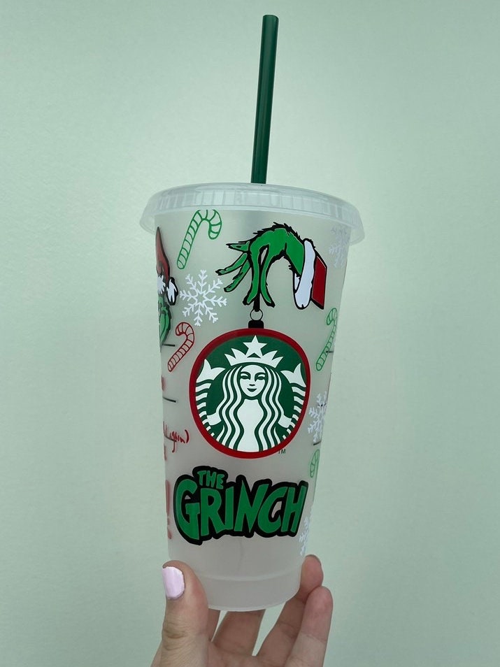 The Grinch Christmas Themed Starbucks Cold Cup - Etsy
