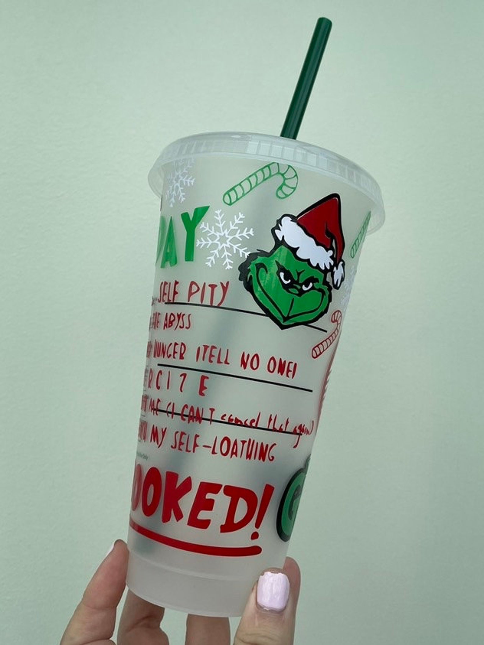 The Grinch Christmas Themed Starbucks Cold Cup - Etsy
