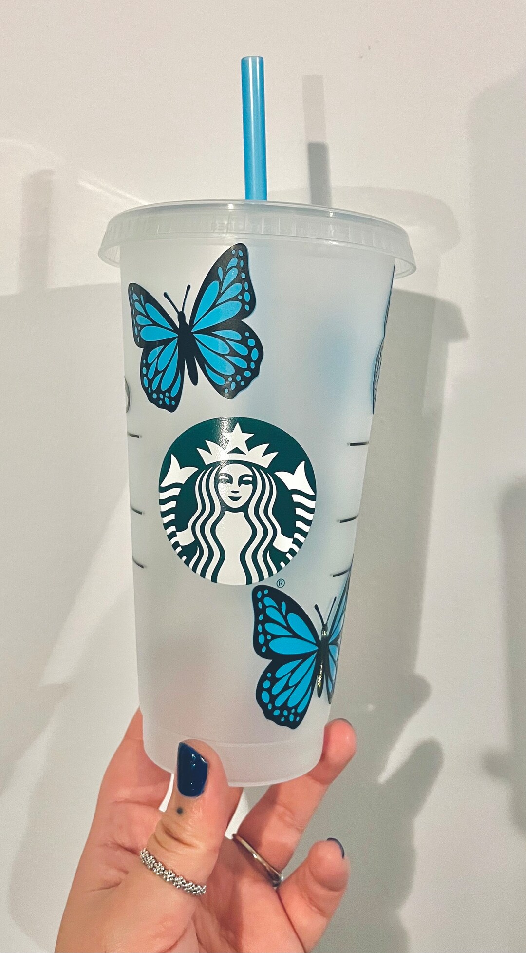Starbucks Blue Butterfly Cold Cup With Option of Personalised Name ...