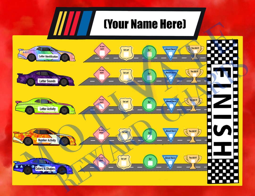 Homeschool Chart - Preschool - Pre-k - Learning - Reward Chart - Race ...