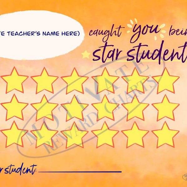 Classroom Reward Chart Watercolor Stars Good Job Home School Teaching ...