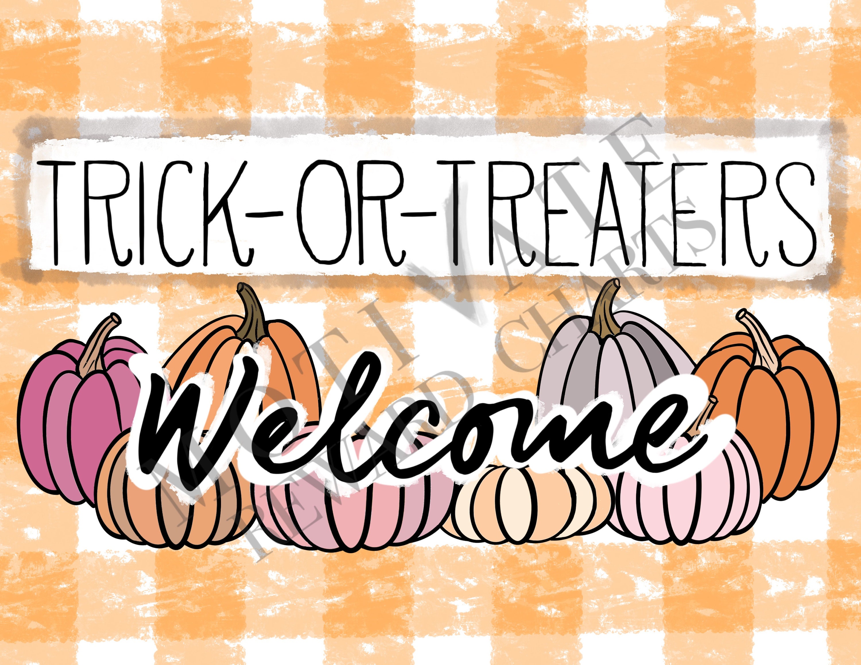 Trick or Treaters Welcome Sign - Pumpkins - Digital Download - Door ...