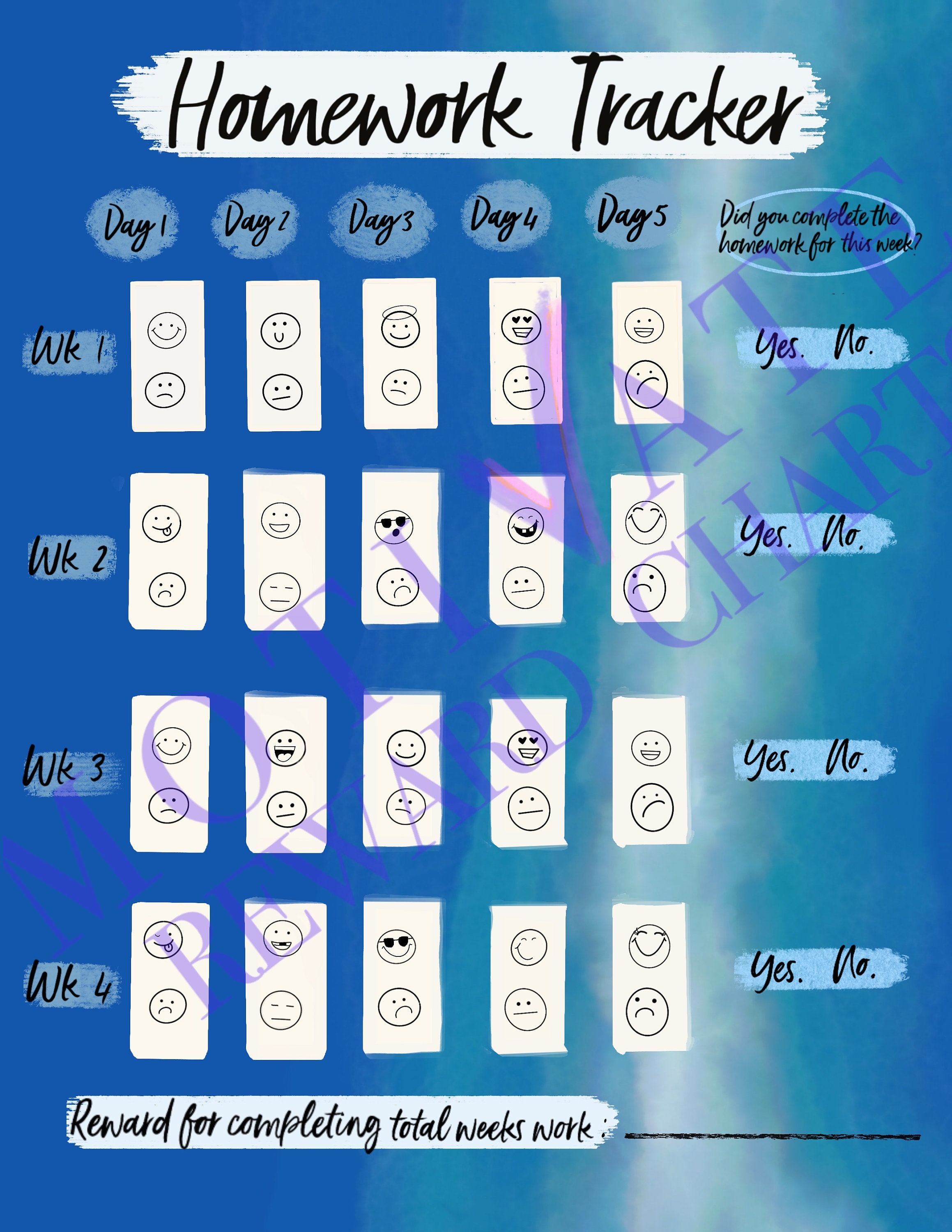 Behavior Chart - Homework Tracker - Reward Chart - Reward System ...