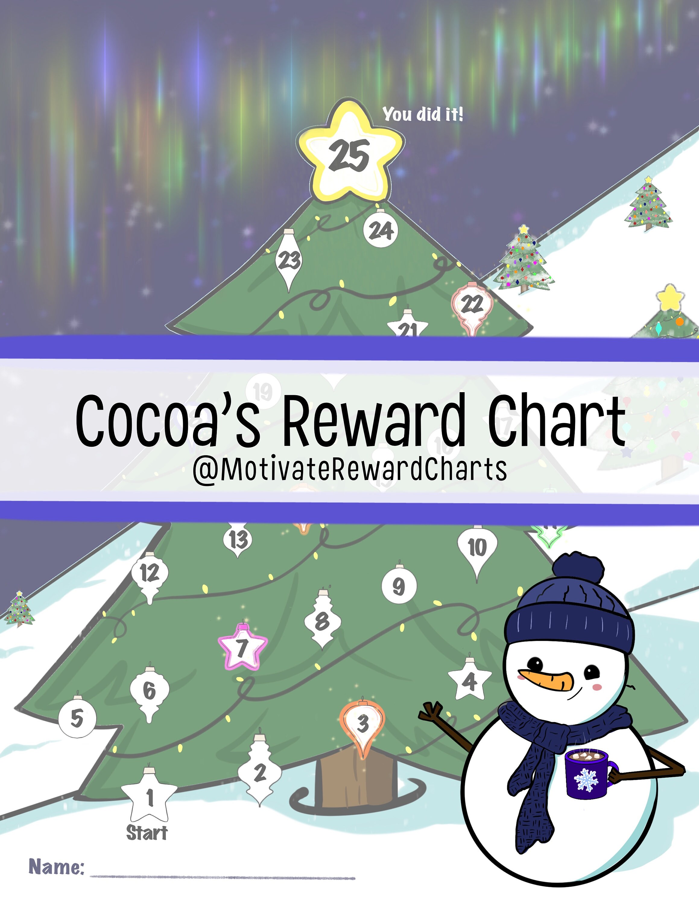 Reward Chart - Cocoa the Snowman - Digital Download - Good Behavior ...