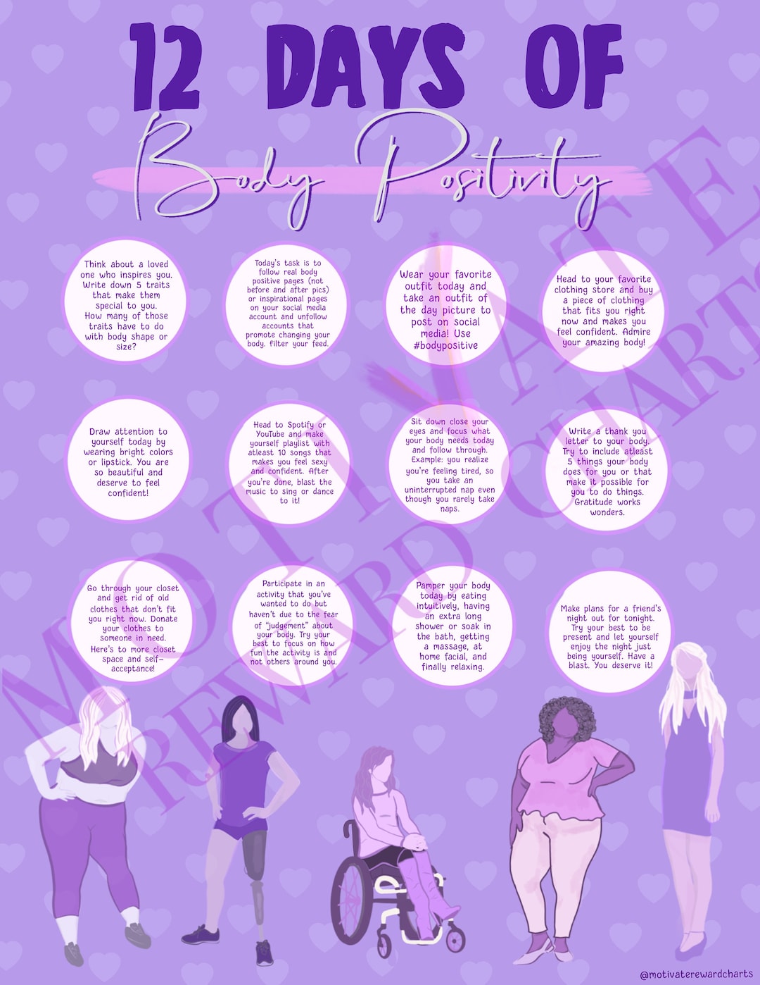 12 Days of Body Positivity- Self Love - Self Care - Spa - Reward Chart ...