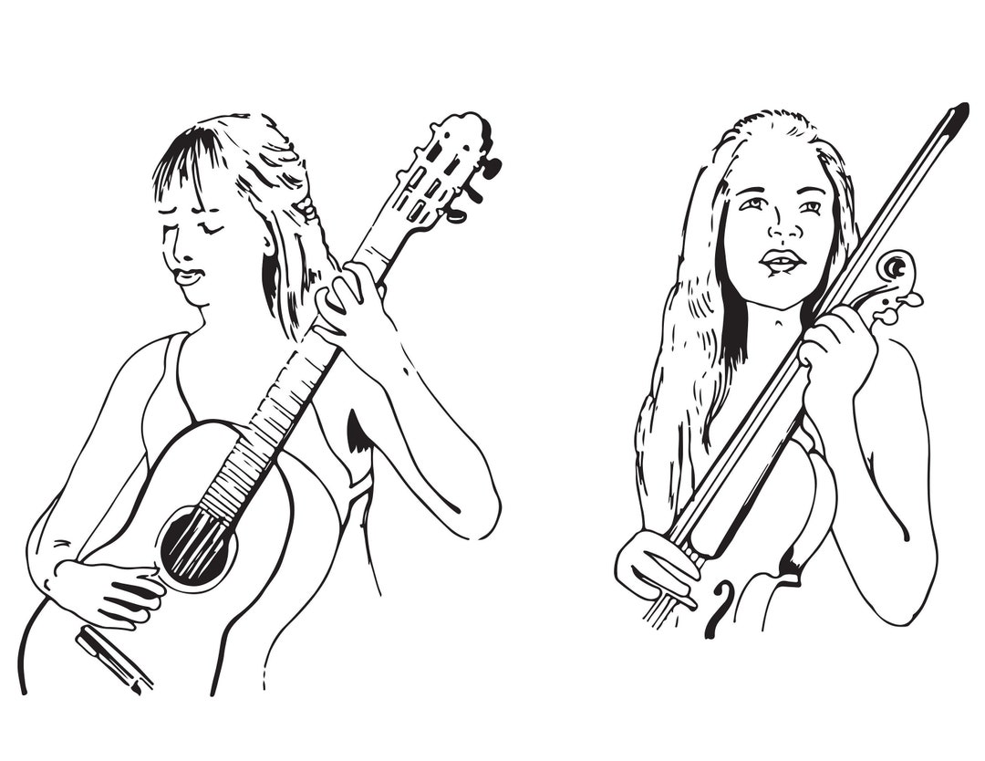 Digital Download, Printable Art Two Musicians, Line Drawing. - Etsy