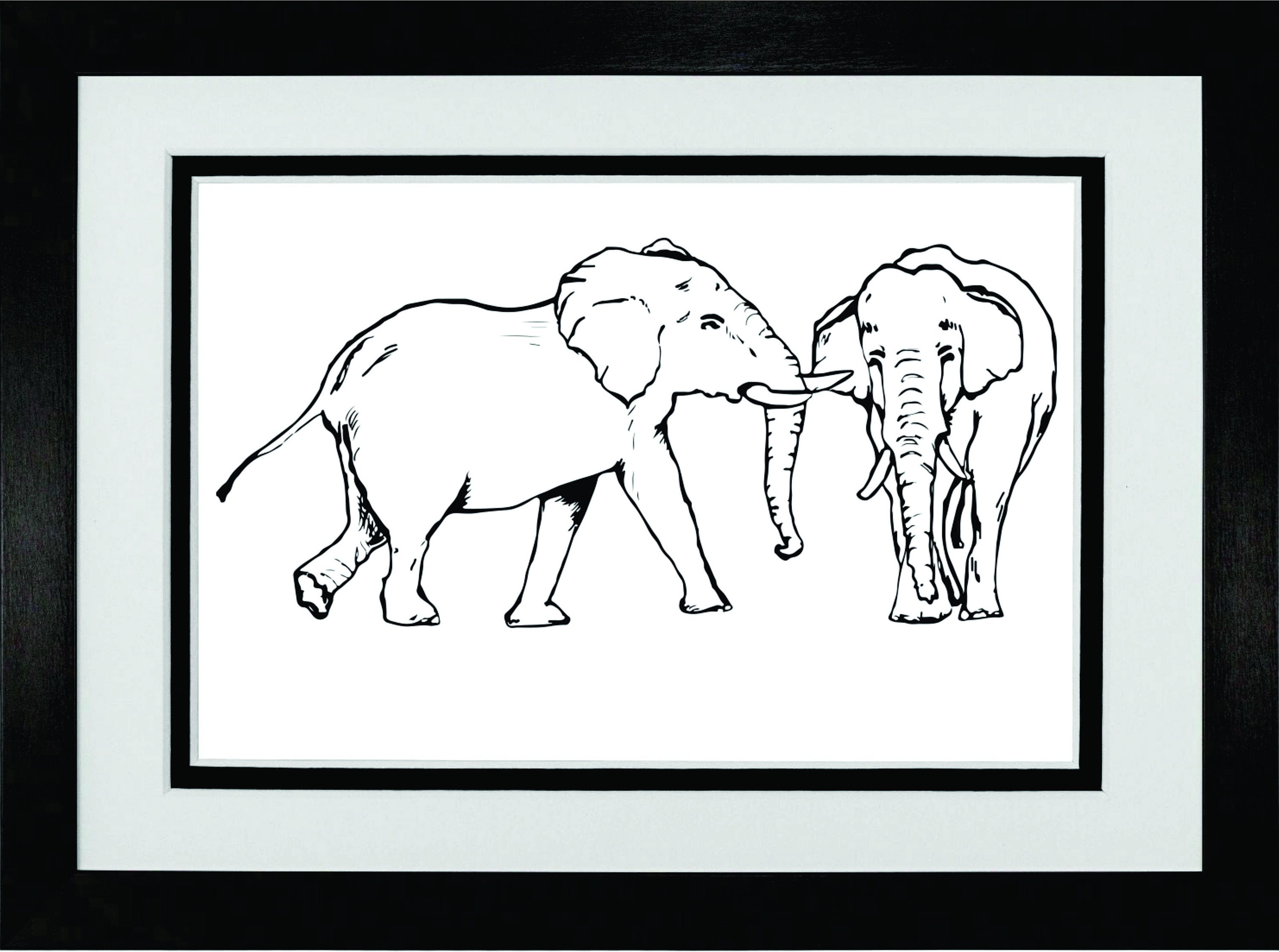 Digital Download, Printable Art -two Loving Elephants, Line Drawing - Etsy
