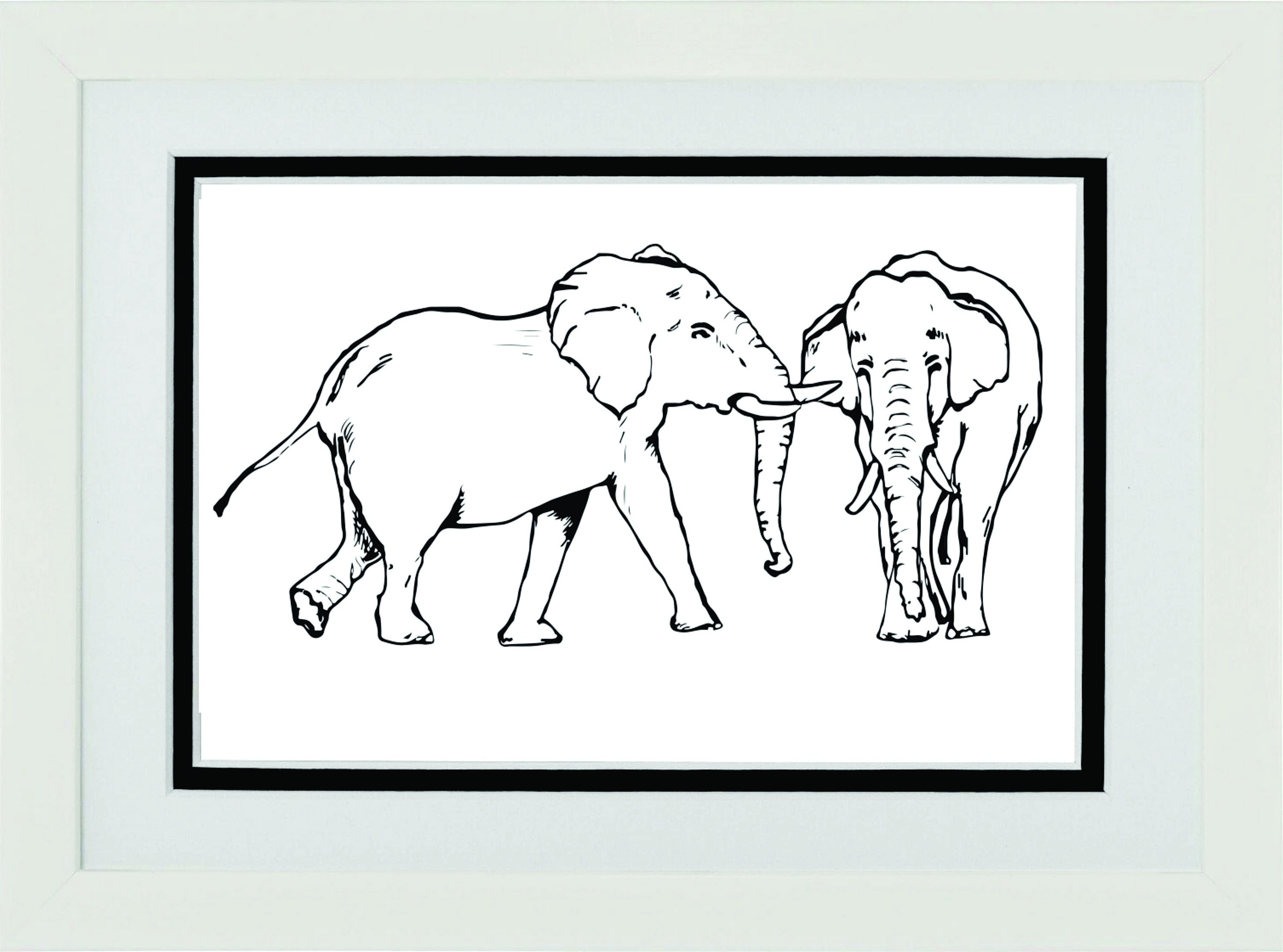 Digital Download, Printable Art -two Loving Elephants, Line Drawing - Etsy