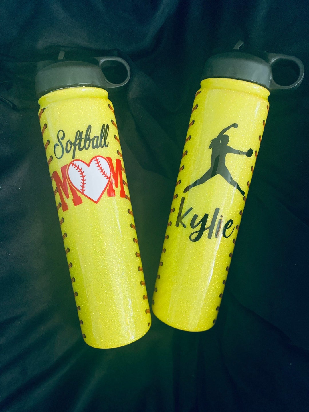 SOFTBALL Custom Sports Bottle/ Custom Glitter Water Bottle /softball ...