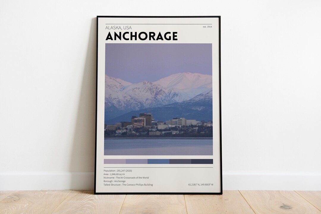 Anchorage Alaska Travel Poster / Chugach Mountains / Vintage Travel ...