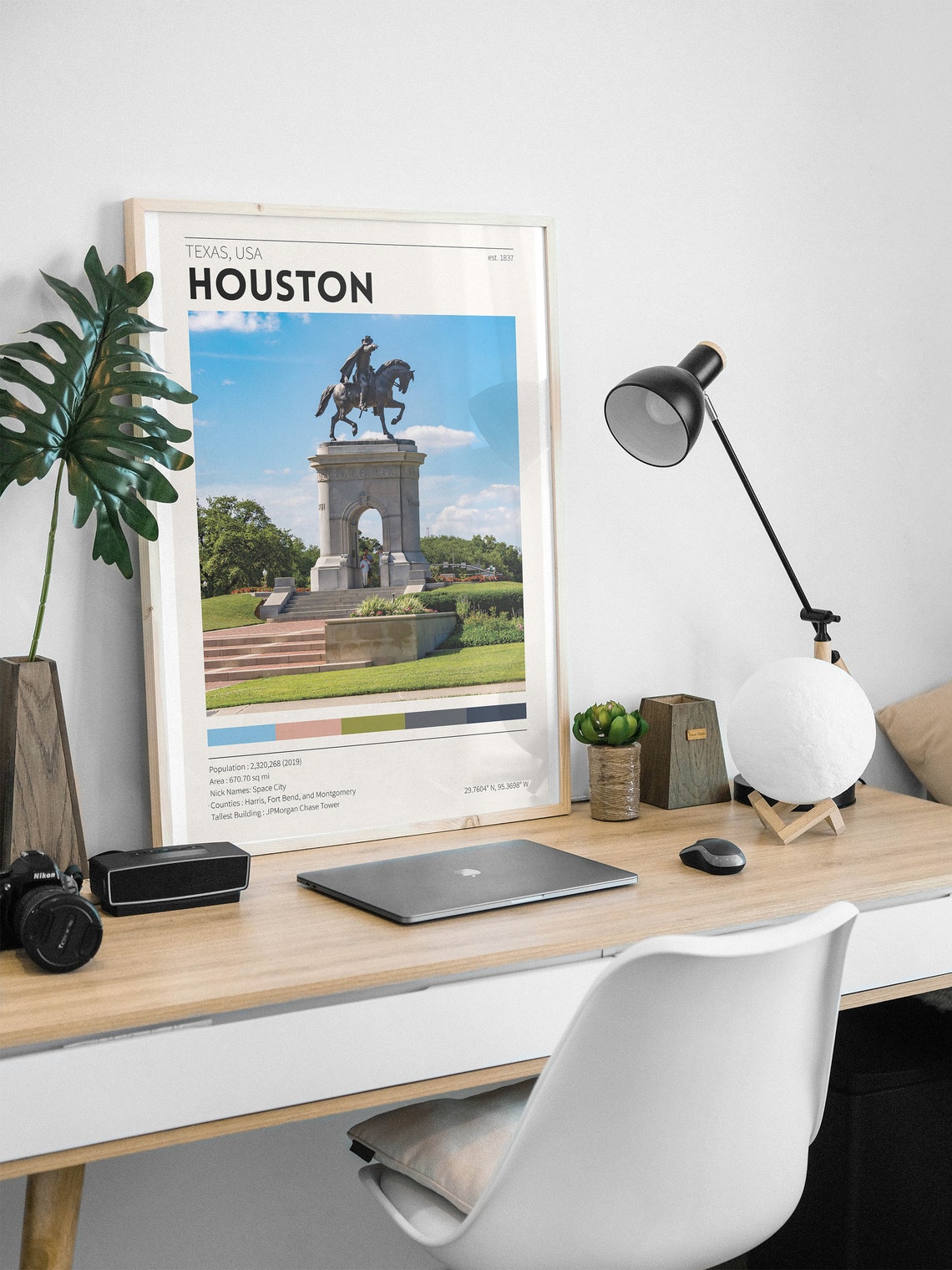 Houston Texas Poster / Sam Houston Statue / Vintage City - Etsy