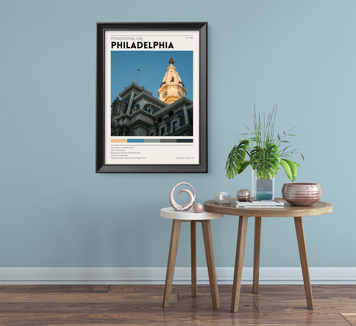 Philadelphia Poster / City Hall / Vintage City Poster / Retro | Etsy