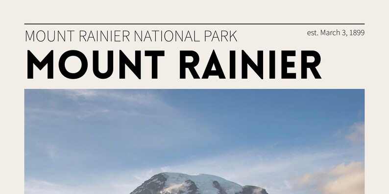 Mount Rainier / Mount Rainier National Park Poster / Vintage Travel ...