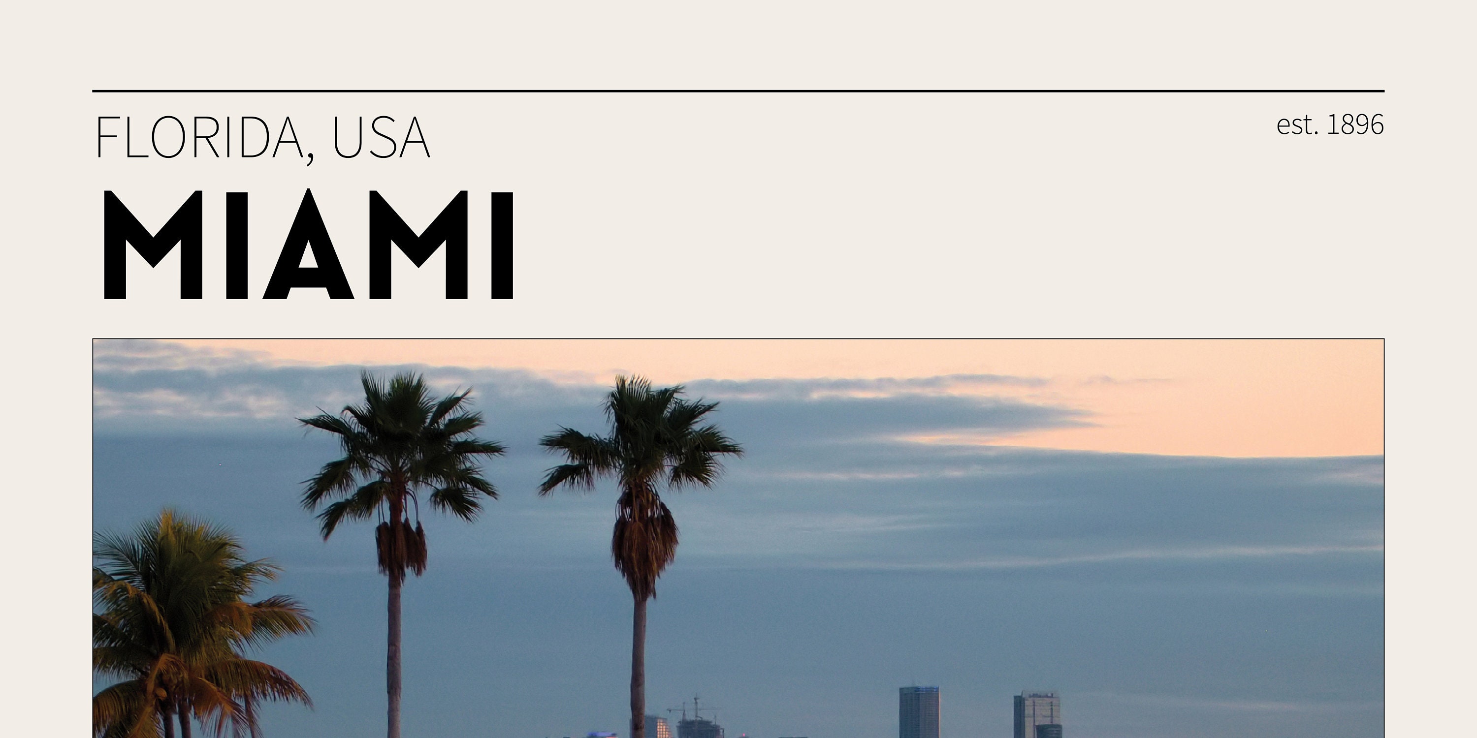 Miami Florida Poster / Miami Beach / Vintage City Poster / - Etsy