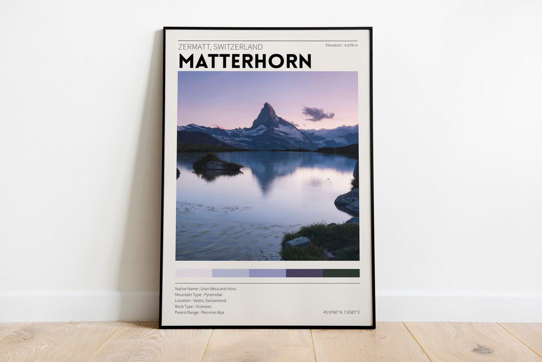 Matterhorn Poster / Switzerland Alps Travel Poster / Vintage Retro ...