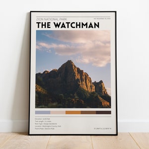The Watchman / Zion National Park Poster / Vintage Utah Travel - Etsy