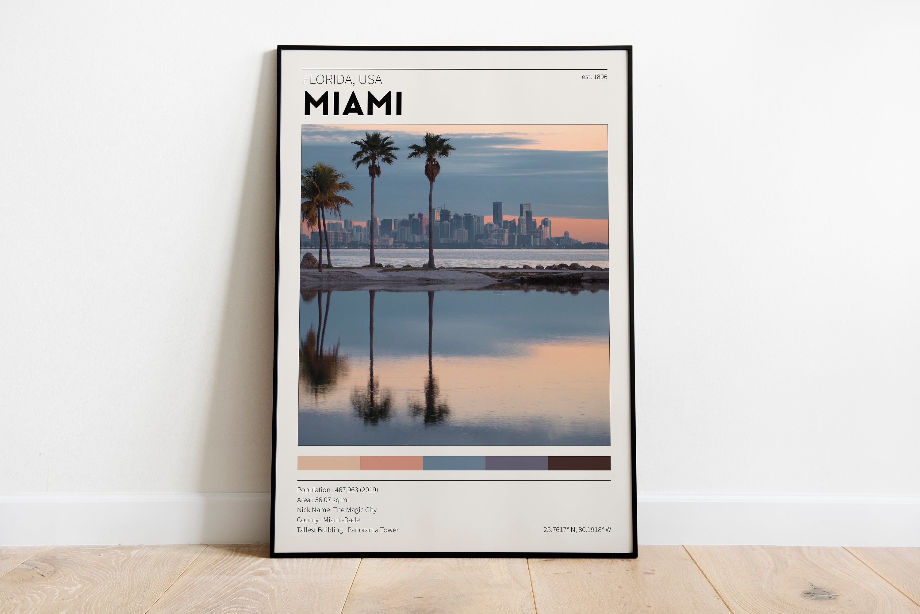 Miami Florida Poster / Miami Beach / Vintage City Poster / - Etsy