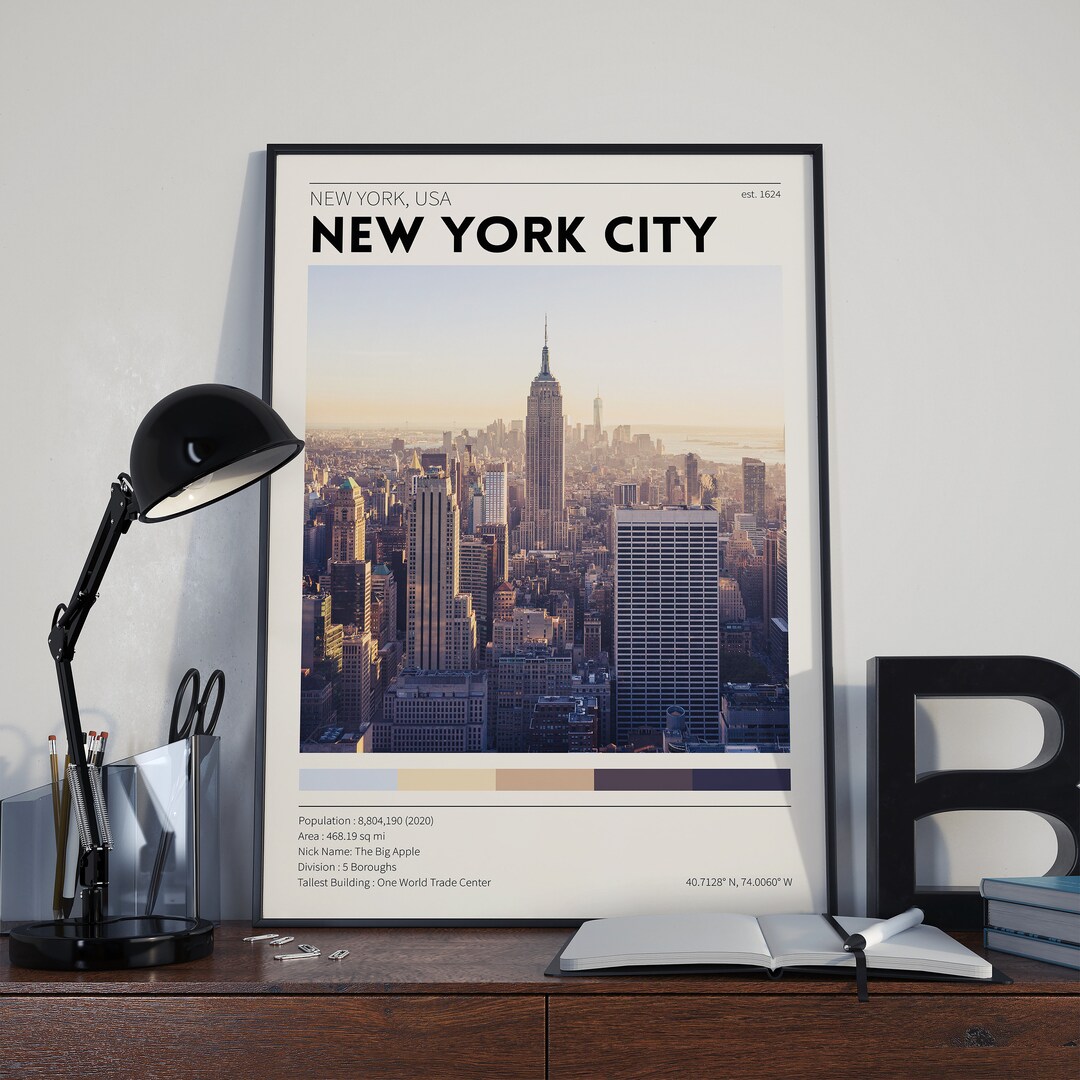 New York City Poster / Empire State Building / Vintage City Poster ...