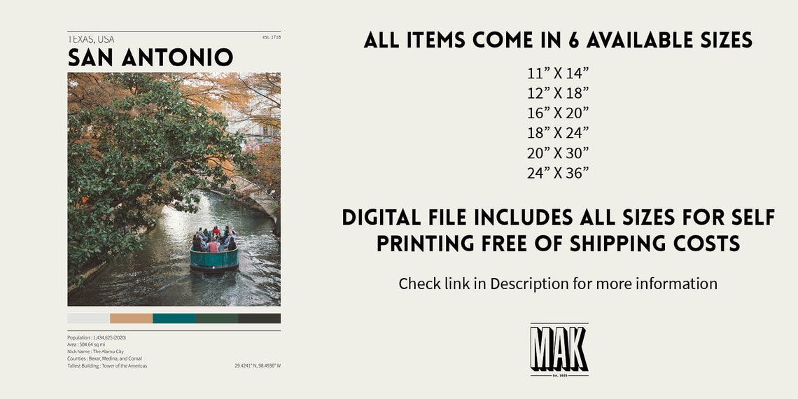 San Antonio River Walk Poster / Texas Travel Print / Urban | Etsy