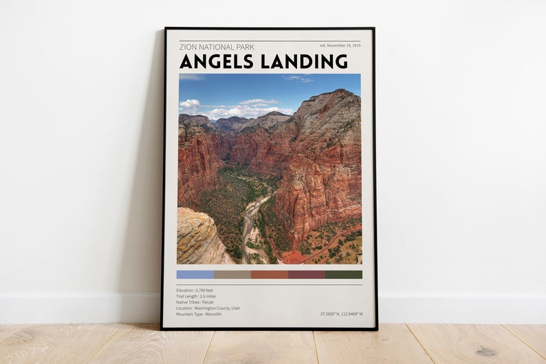 Angels Landing / Zion National Park Poster / Vintage National - Etsy