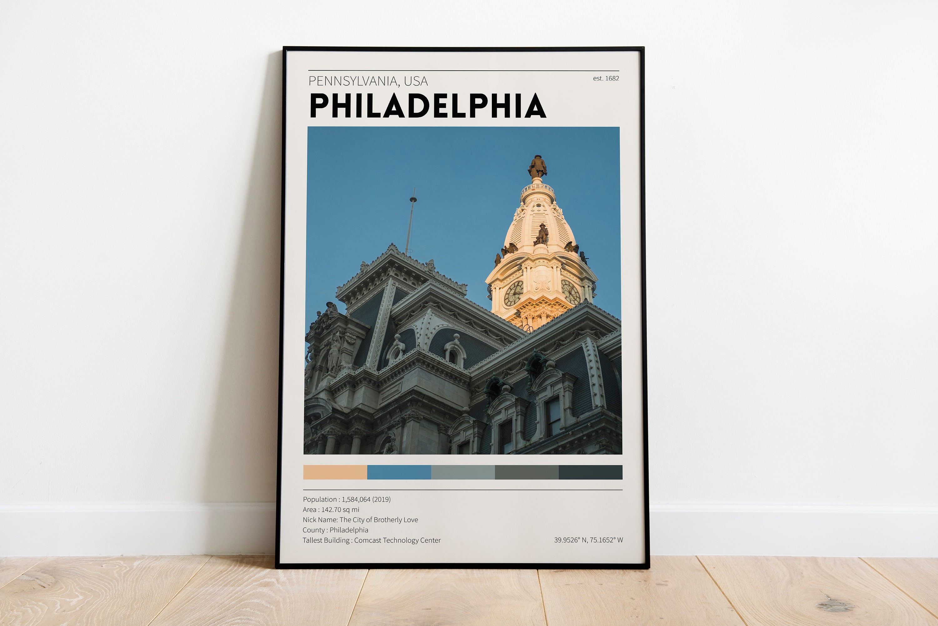 Philadelphia Poster / City Hall / Vintage City Poster / Retro - Etsy