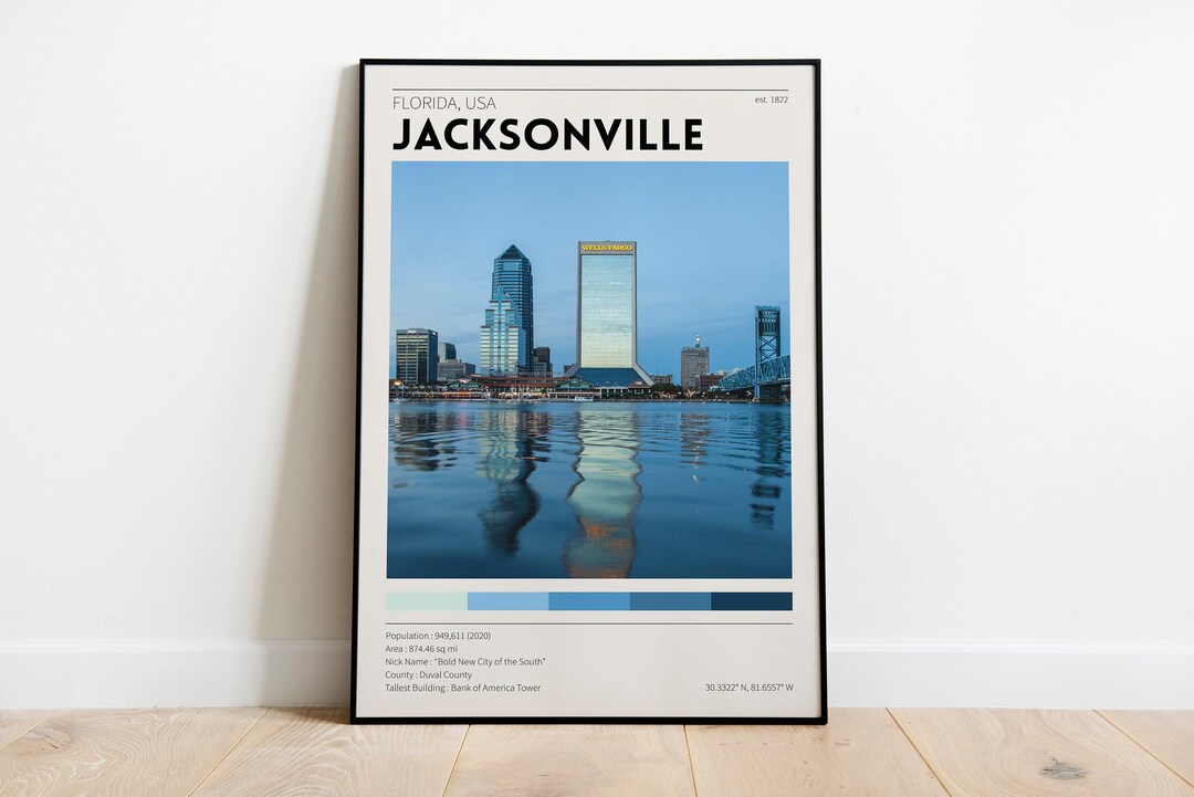 Jacksonville Poster / Florida City Print / Southbank Riverwalk ...