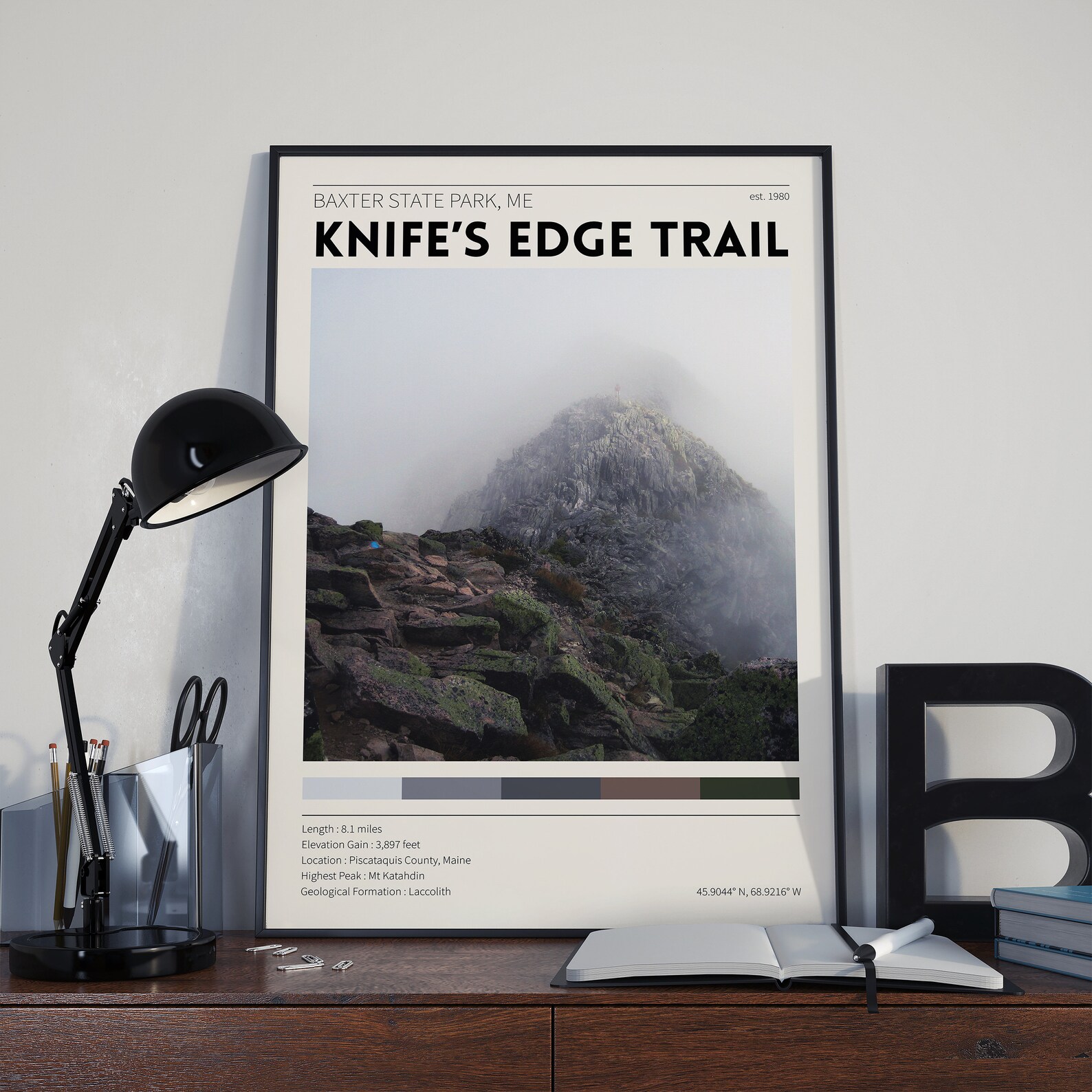 Knife's Edge Trail / Baxter State Park Poster / Maine Travel Poster ...