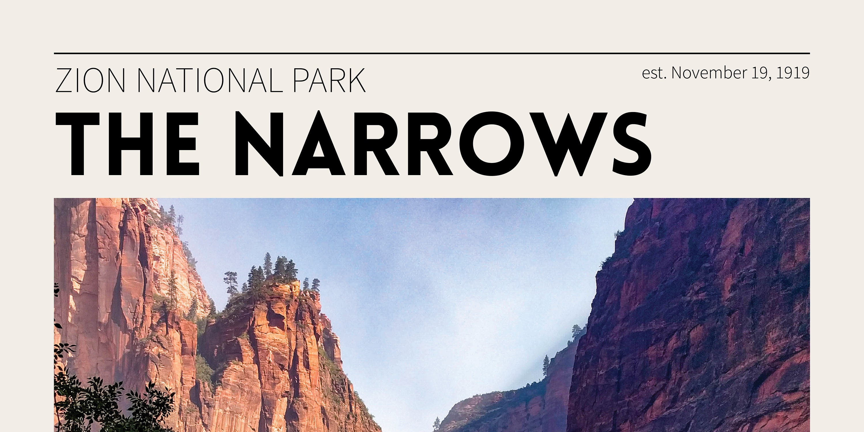 The Narrows / Zion National Park / Vintage National Park | Etsy