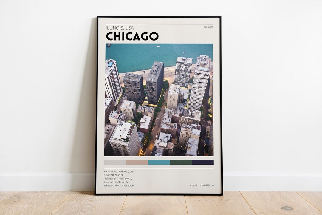 Chicago Poster / Vintage City Poster / Retro Wall Decor / Minimalist ...