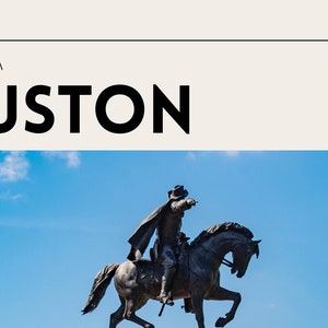 Houston Texas Poster / Sam Houston Statue / Vintage City Poster / Retro ...
