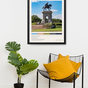 Houston Texas Poster / Sam Houston Statue / Vintage City Poster / Retro ...