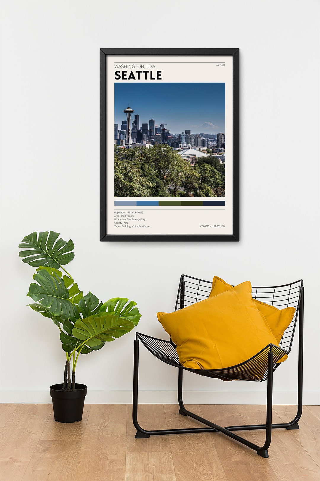 Seattle Washington Poster / Space Needle / Vintage City Poster / Retro ...